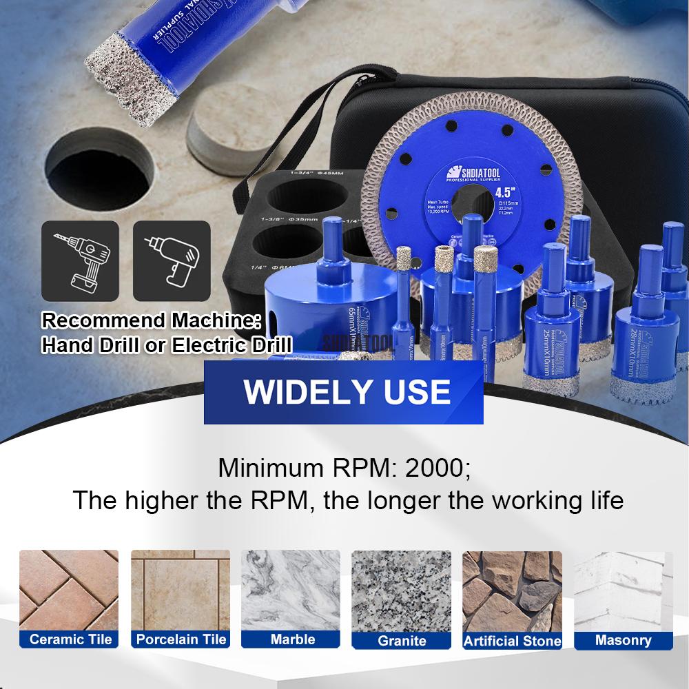 Tile Hole Saw Hole Saw Kit Dry Diamond Drill Bit Set,BRSCHNITT Diamond ...